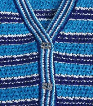 GANNI Cotton Stripe Cropped Cardigan