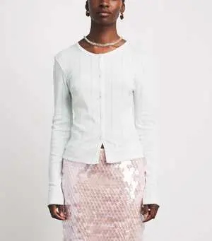GANNI Organic Cotton Pointelle Cardigan
