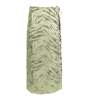 GANNI Printed Midi Wrap Skirt