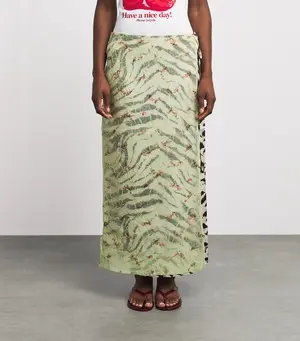 GANNI Printed Midi Wrap Skirt