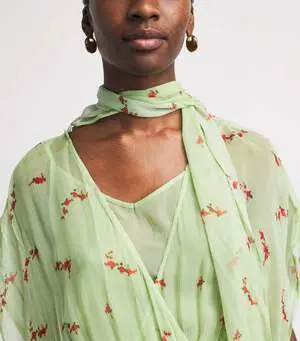 GANNI Organic Silk Floral Midi Dress