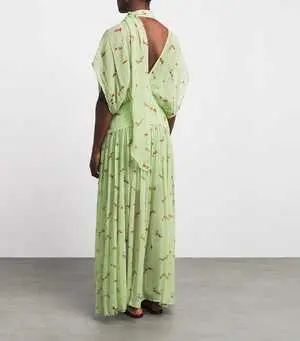 GANNI Organic Silk Floral Midi Dress