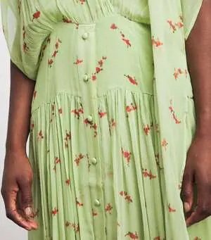 GANNI Organic Silk Floral Midi Dress