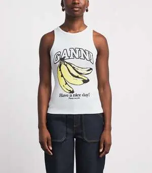 GANNI Organic Cotton Graphic Tank Top