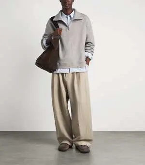FRAME Wool-cotton Half-zip Sweater - Grey