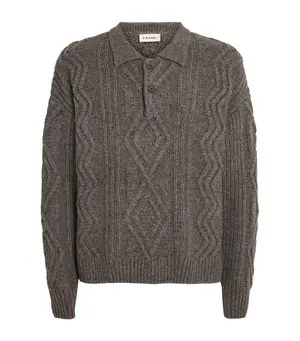 FRAME Wool-blend Cable-knit Polo Sweater