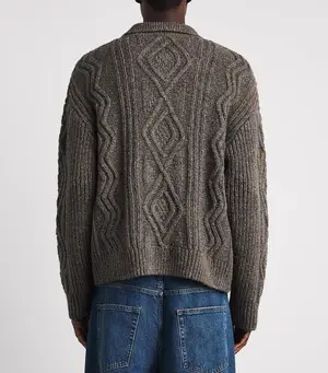 FRAME Wool-blend Cable-knit Polo Sweater