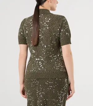 Marina Rinaldi Sequin-embellished Polo Sweater
