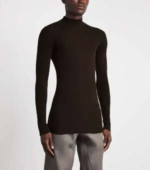 Rick Owens Virgin Wool Ribbed Turtleneck Sweater