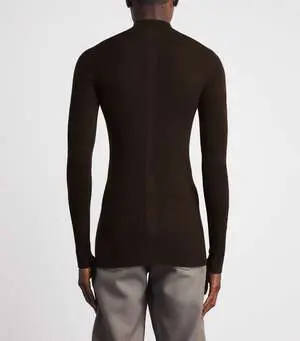 Rick Owens Virgin Wool Ribbed Turtleneck Sweater