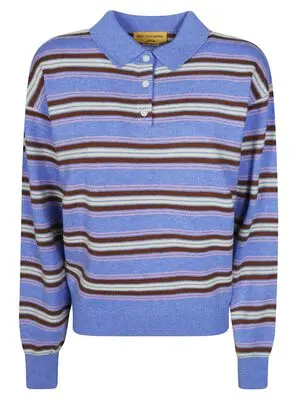 Guest In Residence Collegiate Stripe Cashmere Polo Shirt - Blu