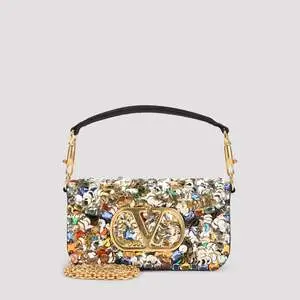 Valentino Garavani Small Shoulder Handbag With Silk & Sequins - Black