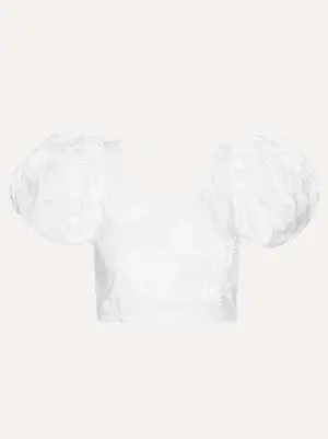 ROTATE BY BIRGER CHRISTENSEN Puff Sleeve Embroidered Flower Cotton Top