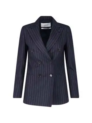 LARDINI Double-breasted Pinstripe Blazer - Blue