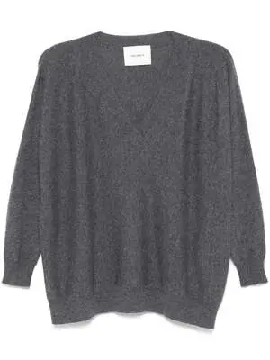 LISA YANG Ribbed V-neck Cashmere Sweater With Long Sleeves