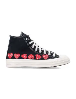 CONVERSE X COMME DES GARONS PLAY High Top Canvas Sneakers With Graphic Heart Print - Nero