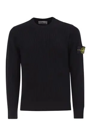 Stone Island Crewneck Knit Sweatshirt - Navyblue