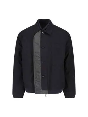 Sacai Hybrid Button-front Shirt Jacket With Quilted Panel