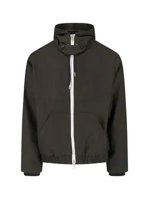 Sacai Wool-blend Knit Zip-up Hoodie With Cupro Lining