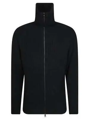 Tagliatore Full-zip Wool-blend High Neck Sweater - Nero