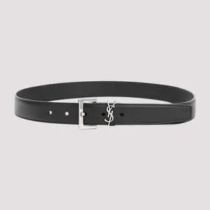 Saint Laurent Cassandre Belt In Smooth Leather - Black