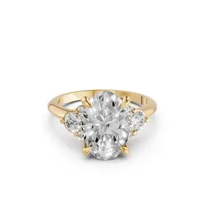 AYA FINE JEWELRY 2.96 Ct Oval Lab Grown Diamond Three Stone Engagement Ring In 10k Gold - Yellow