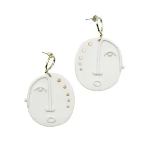 BABALOO JEWELRY Luna Handcrafted Statement Dangle - White