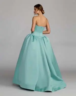 MAC DUGGAL COLLECTION Blue Strapless Satin Corset Ball Gown