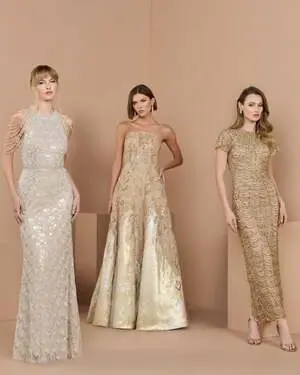 MAC DUGGAL COLLECTION Gold Strapless Embellished Brocade A-line Gown