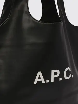 A.p.c. Ninon Large Recycled Synthetic Leather Shoulder Bag With Printed Logo - Black