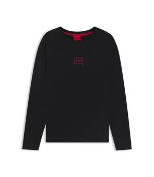Hugo Logo-print T-shirt In Stretch Cotton - Black