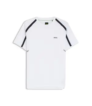 BOSS Active Slim-fit T-shirt In Stretch Fabric With Contrast Inserts - White