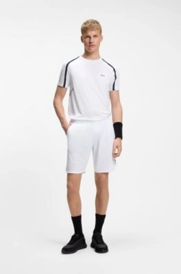 BOSS Active Slim-fit T-shirt In Stretch Fabric With Contrast Inserts