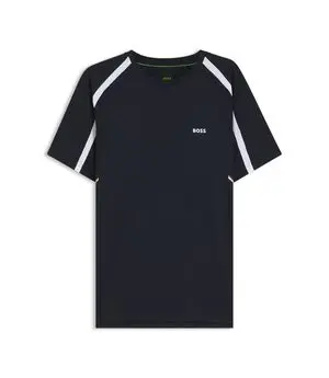 BOSS Active Slim-fit T-shirt In Stretch Fabric With Contrast Inserts - Dark Blue