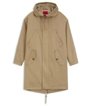 Hugo Water-repellent Parka In Stretch-cotton Satin