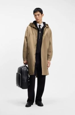 Hugo Water-repellent Parka In Stretch-cotton Satin