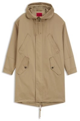 Hugo Water-repellent Parka In Stretch-cotton Satin