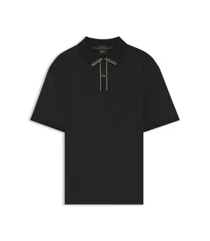 BOSS Striped-trim Polo Shirt In Interlock Cotton