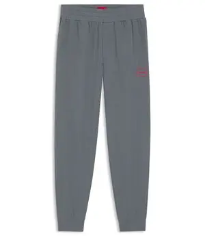 Hugo Cuffed Loungewear Pants In Stretch Cotton With Logo Print