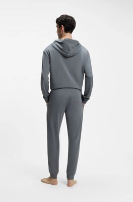 Hugo Cuffed Loungewear Pants In Stretch Cotton With Logo Print