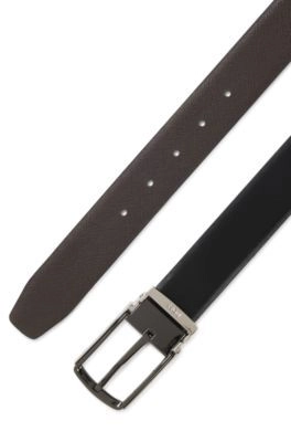 BOSS Reversible Leather Belt With Smooth And Textured Finishes
