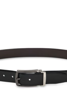 BOSS Reversible Leather Belt With Smooth And Textured Finishes