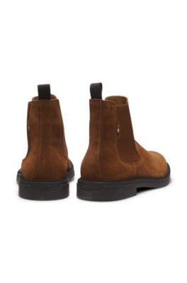 BOSS Suede Chelsea Boots With Signature Stitching