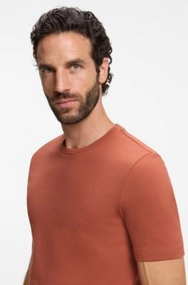 BOSS Bubble-jacquard Structure T-shirt In A Cotton Blend