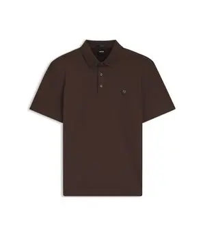 BOSS Polo Shirt In Mercerized Cotton With Double B Monogram - Dark Brown