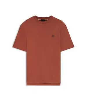 BOSS Cotton T-shirt With Double-b Monogram Badge - Dark Red