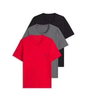Hugo Three-pack Of Logo-print Underwear T-shirts In Cotton - Patterned