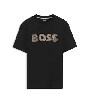 BOSS Cotton-jersey T-shirt With Logo Artwork - Black
