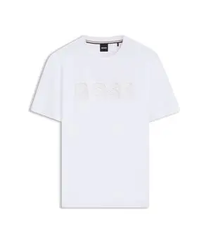 BOSS Cotton-jersey T-shirt With Logo Artwork - White