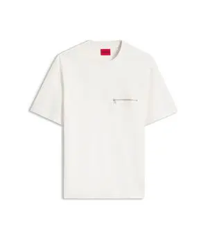 Hugo Relaxed-fit T-shirt In Cotton With Zippered Chest Pocket - White